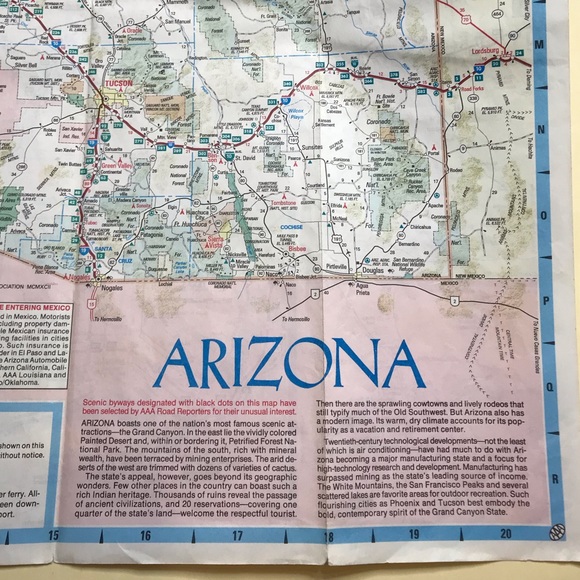 Aaa | Other | Vintage 992 Arizona New Mexico Road Map | Poshmark